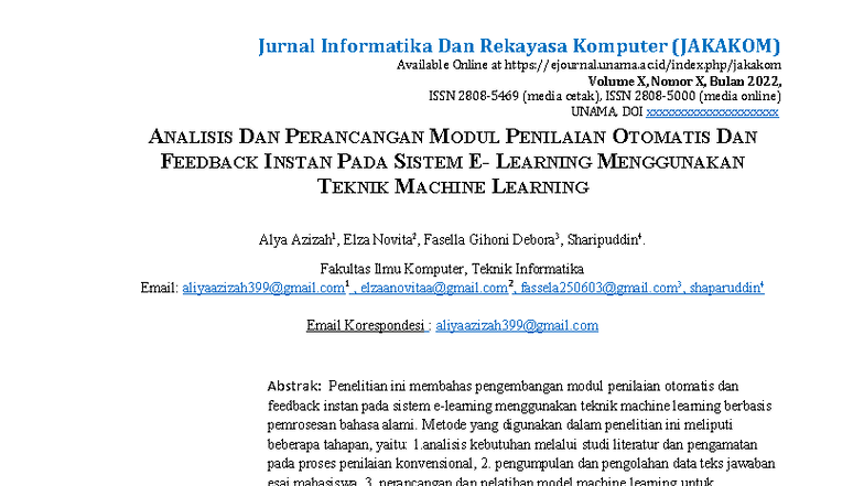 Analisis dan Perancangan Modul Penilaian Otomatis Menggunakan Machine ...