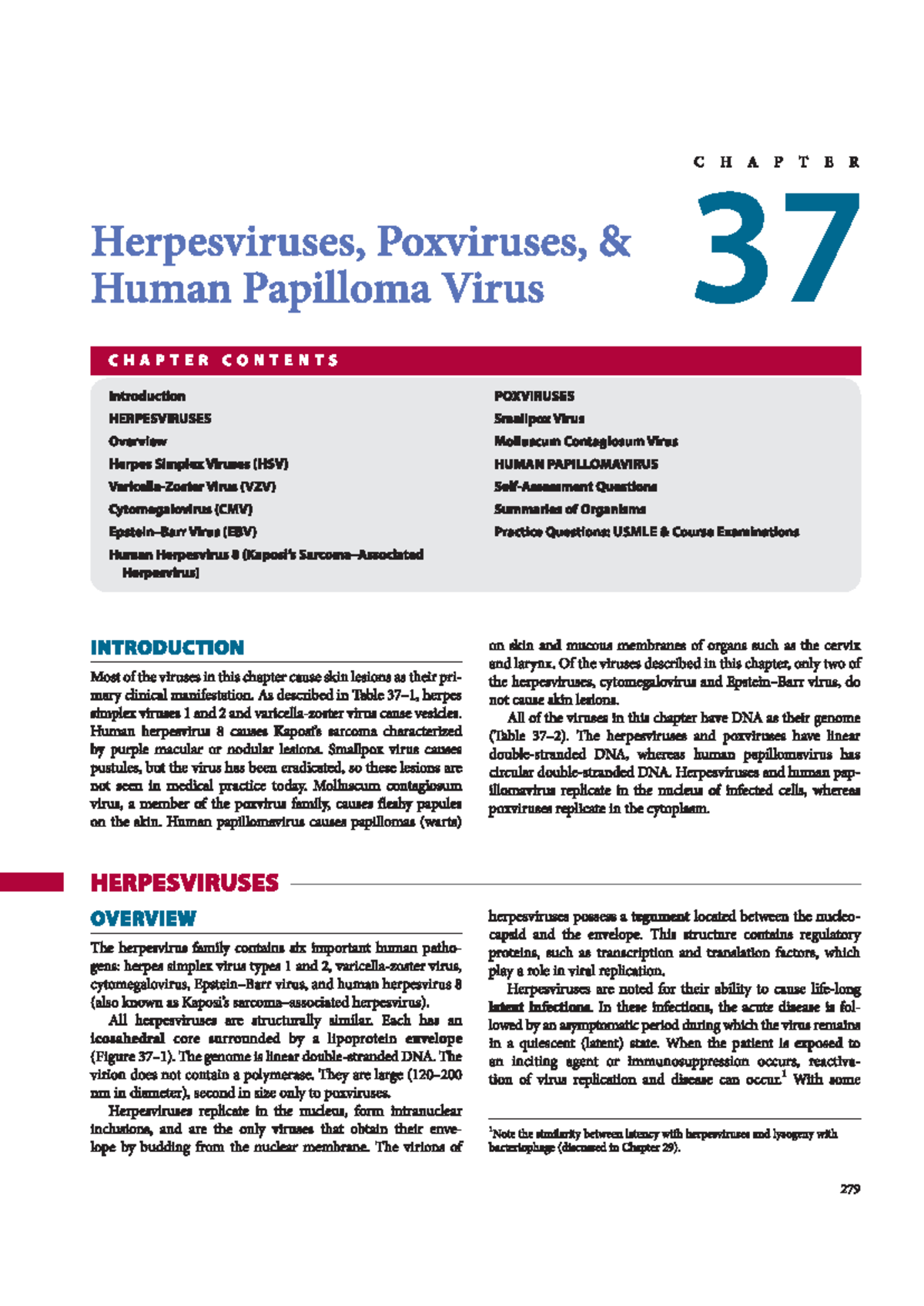 CHAPTER 37: Herpesviruses, Poxviruses, and Human Papillomavirus Overview - Studocu