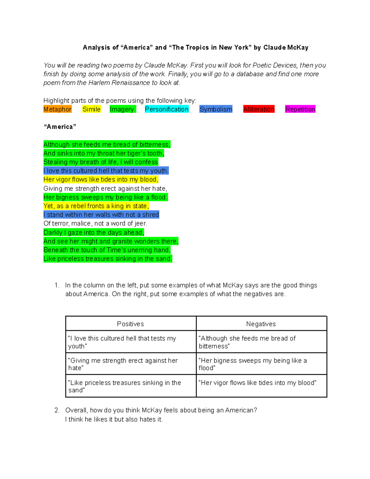 In-Depth Analysis of Claude McKay's Poems: "America" & "The Tropics ...