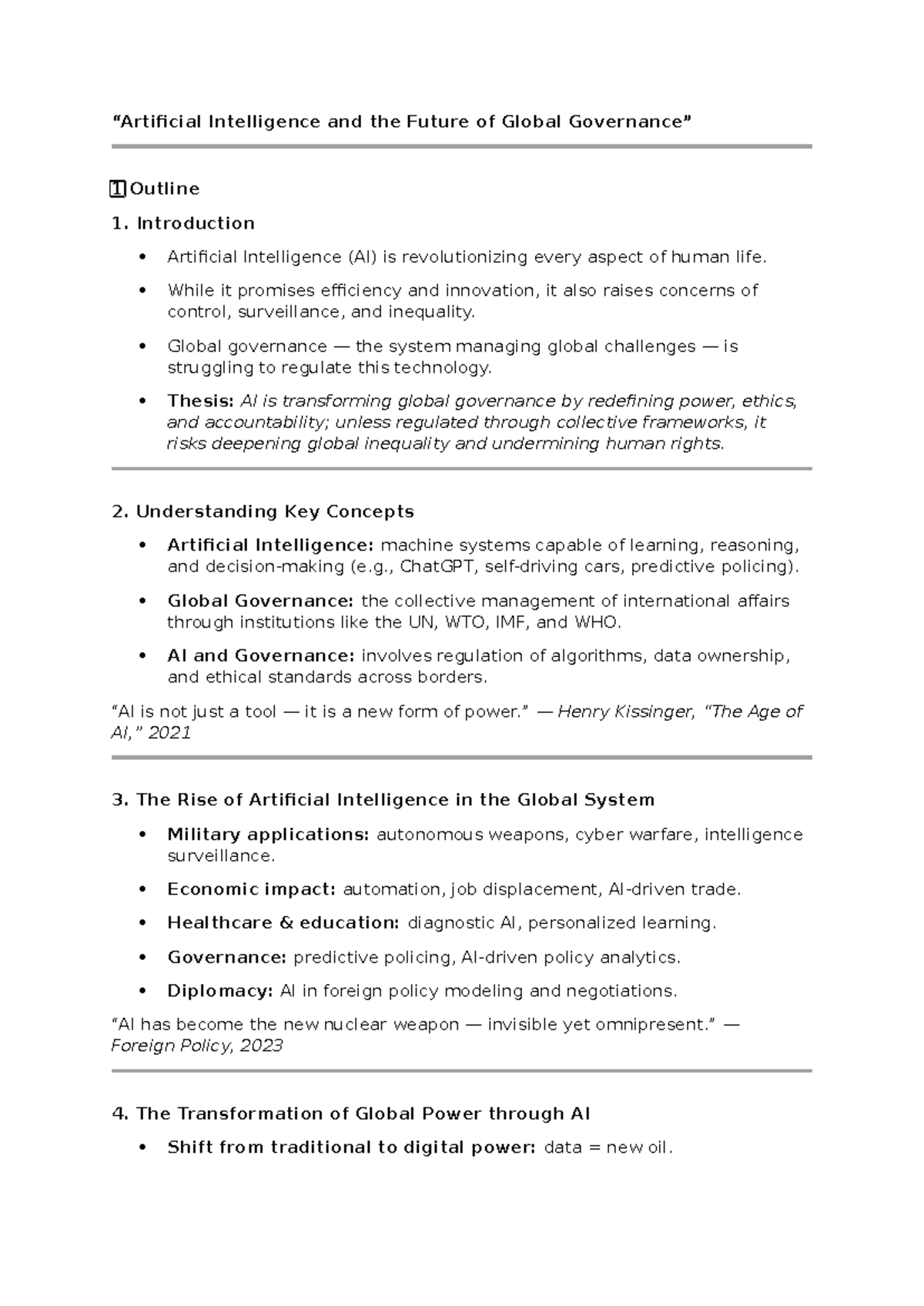 Artificial Intelligence and the Future of Global Governance: A ...