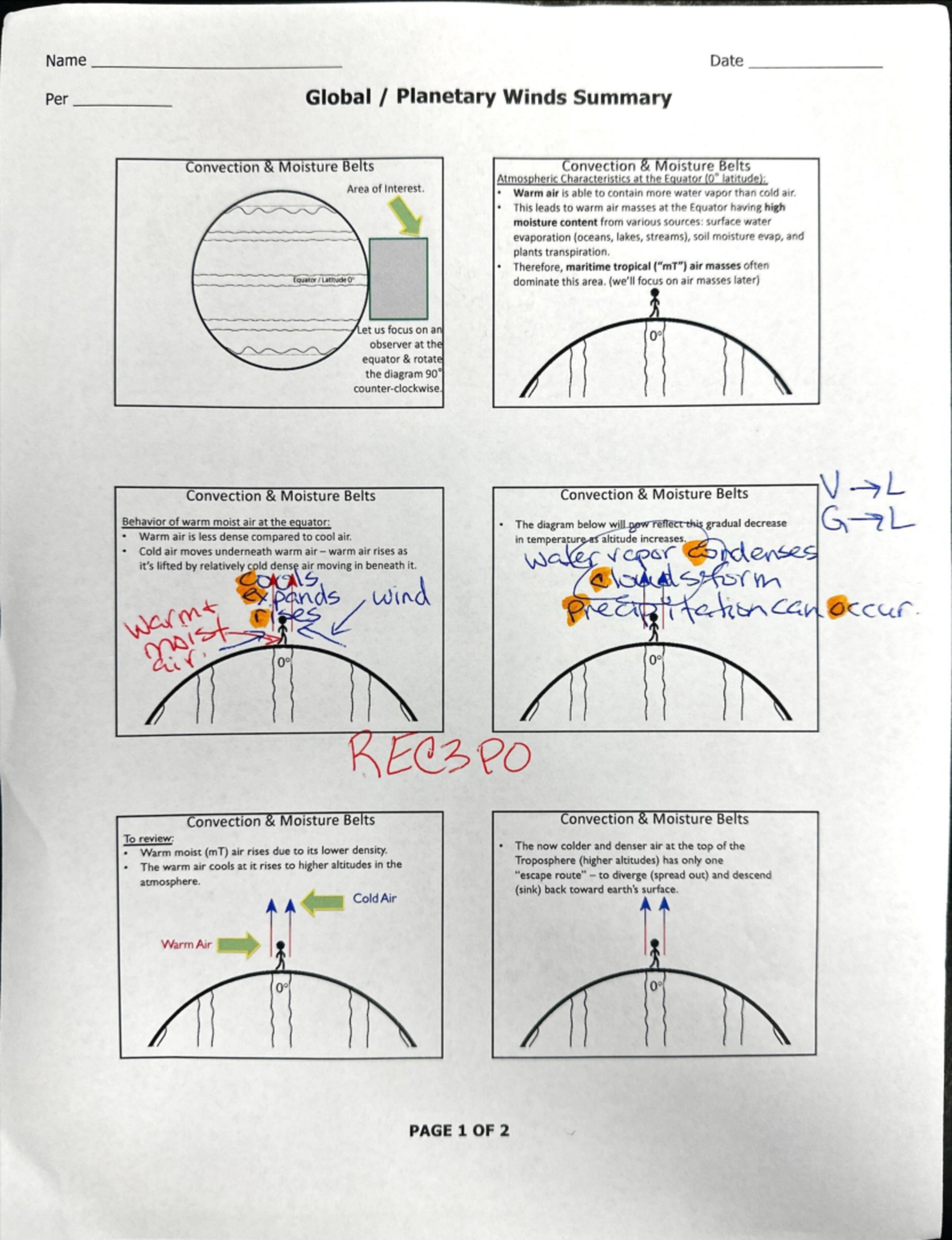 Convection and Moisture Belts at the Equator: An Overview - Name Date ...