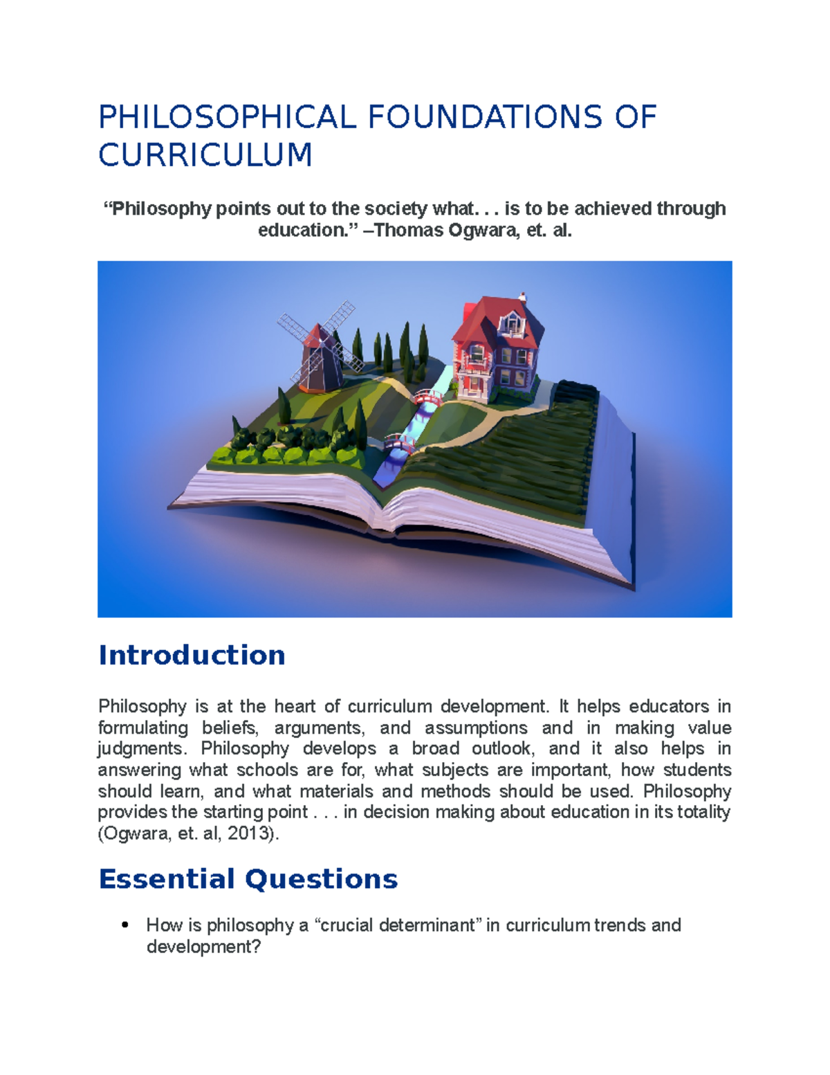 Philosophical Foundations of Curriculum: Key Concepts and Theories ...