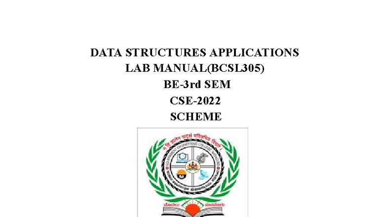 DATA STRUCTURES LAB MANUAL (BCSL305) - 3rd Sem CSE - Studocu