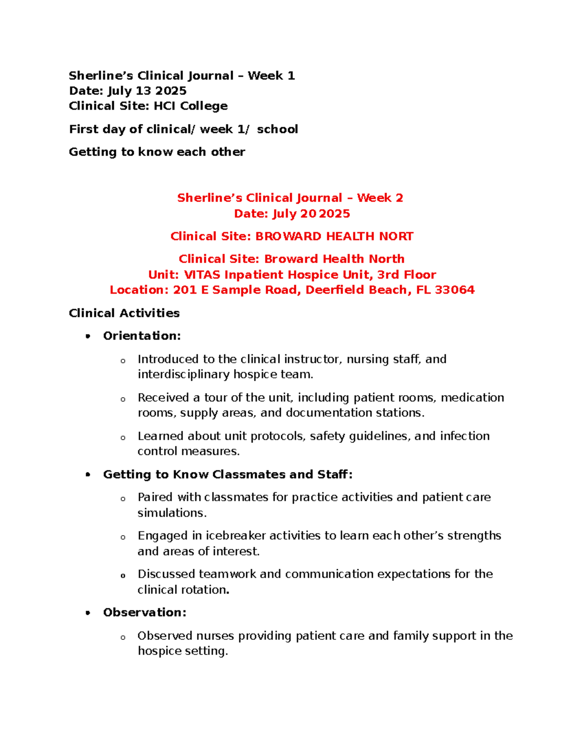 Clinical Journal for Nursing 101: Weeks 1-10 Reflections & Insights ...