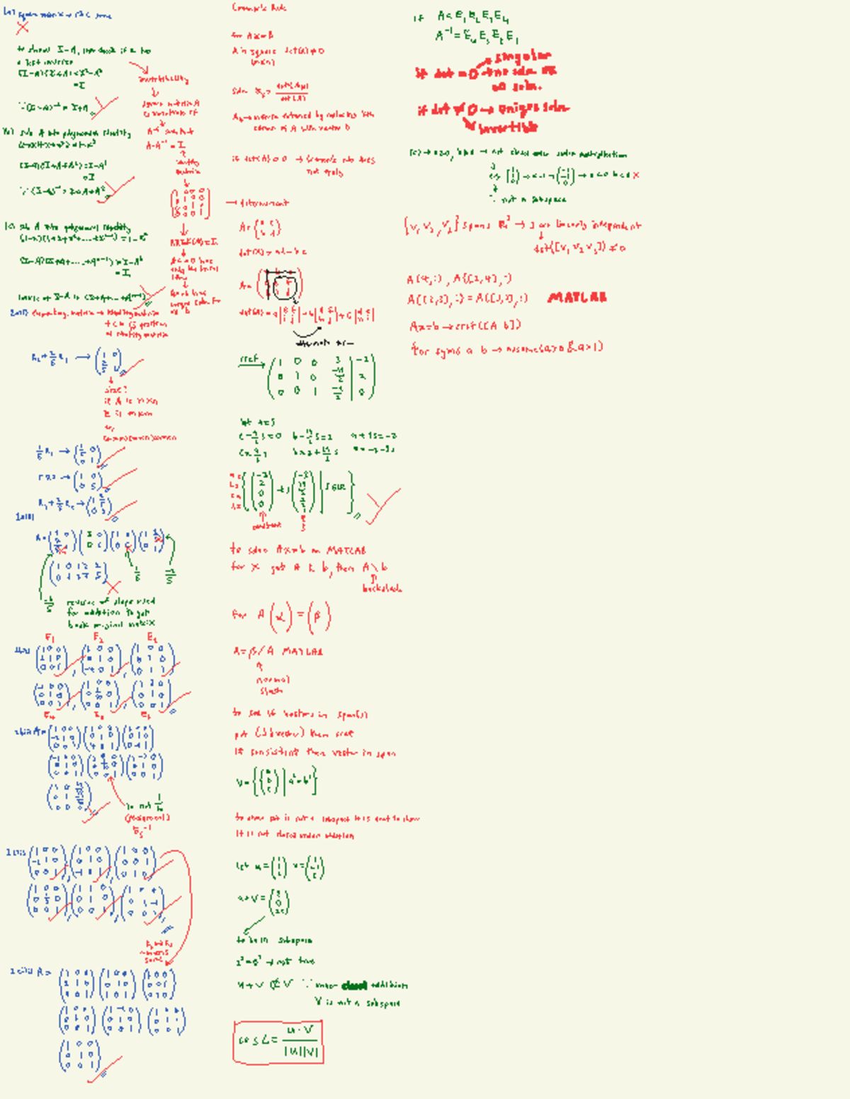 Matrix Inversion and Subspace Properties Cheat Sheet (1508) - Studocu