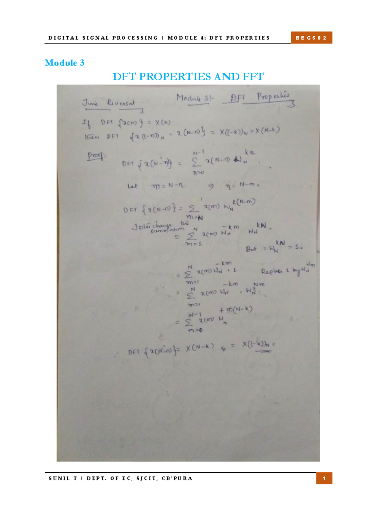 BEC502 DIGITAL SIGNAL PROCESSING | MODULE 4: DFT PROPERTIES Study Notes ...
