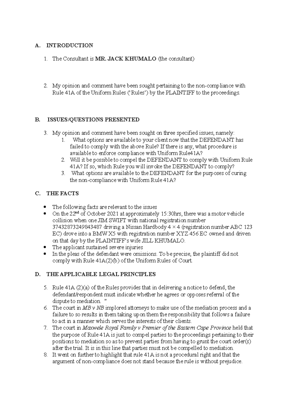 Civil B EXAM - Comprehensive Practice Notes on Rule 41A Compliance ...