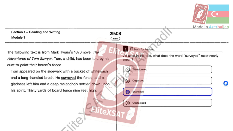 EliteX SAT Azerbaljan Section 1 Reading and Writing Review Notes - Studocu