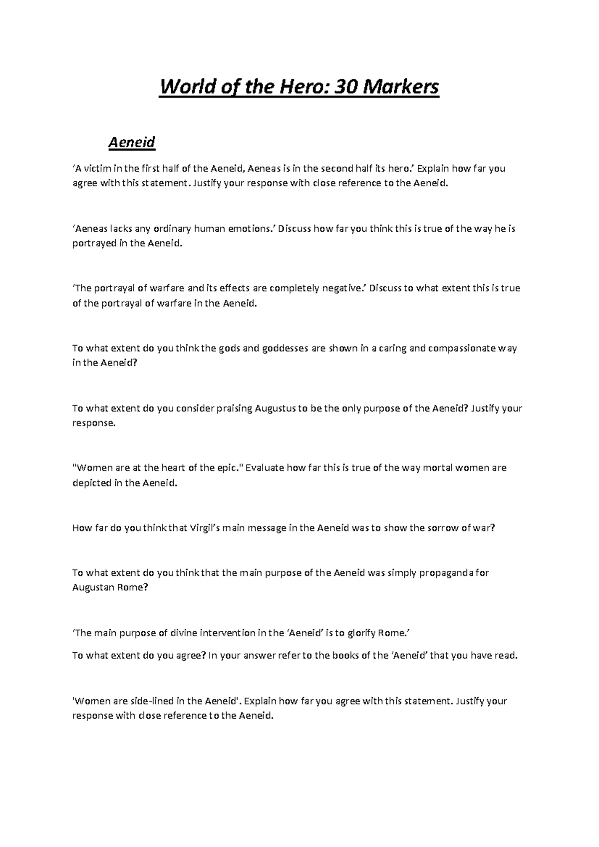 H408/11 The World of the Hero - Sample Assessment Materials Review ...