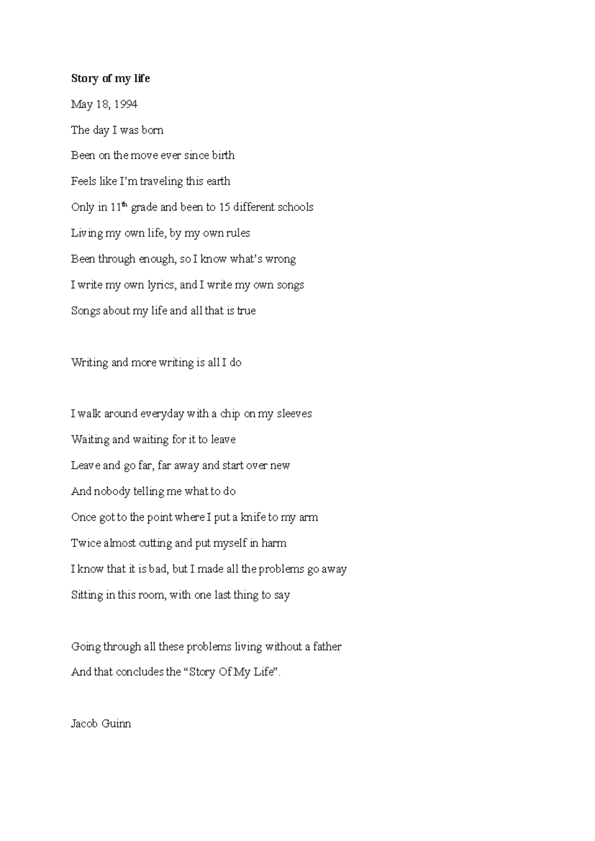ENG 11 Essay: The Story of My Life - A Journey of Resilience - Studocu