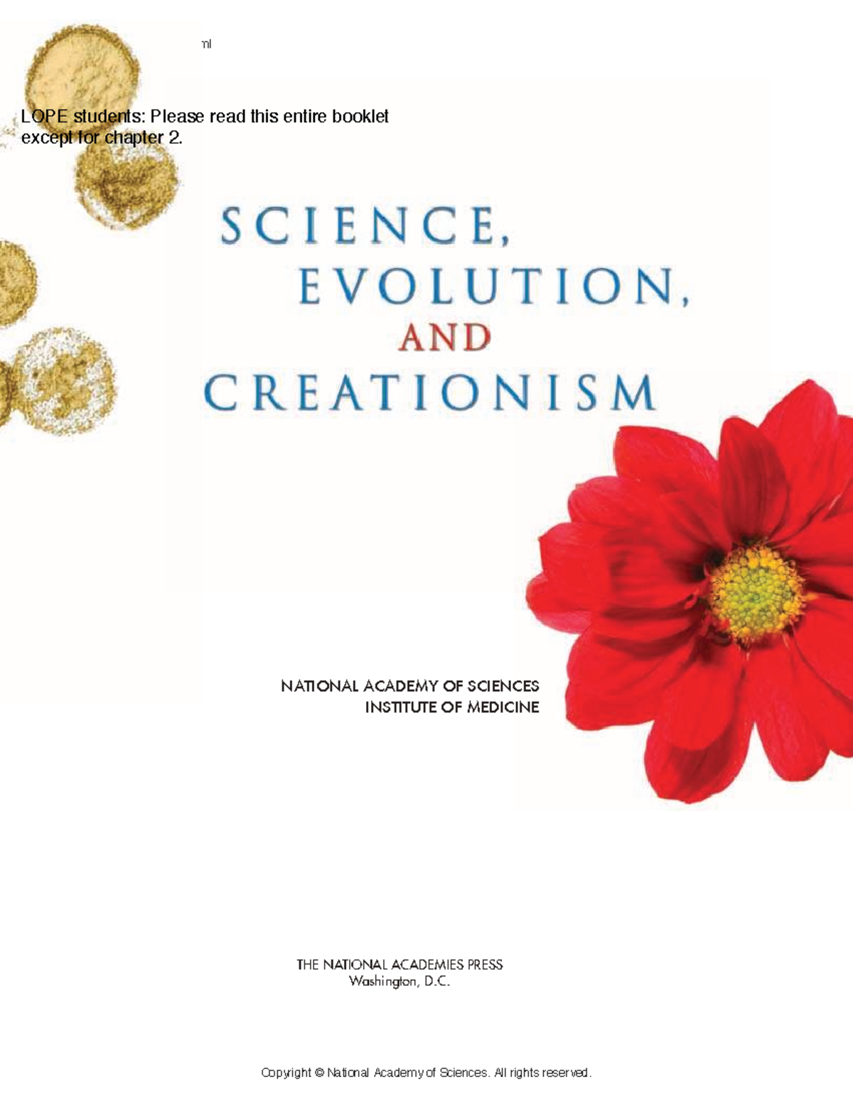 Science, Evolution, and Creationism: Evidence and Perspectives for LOPE ...