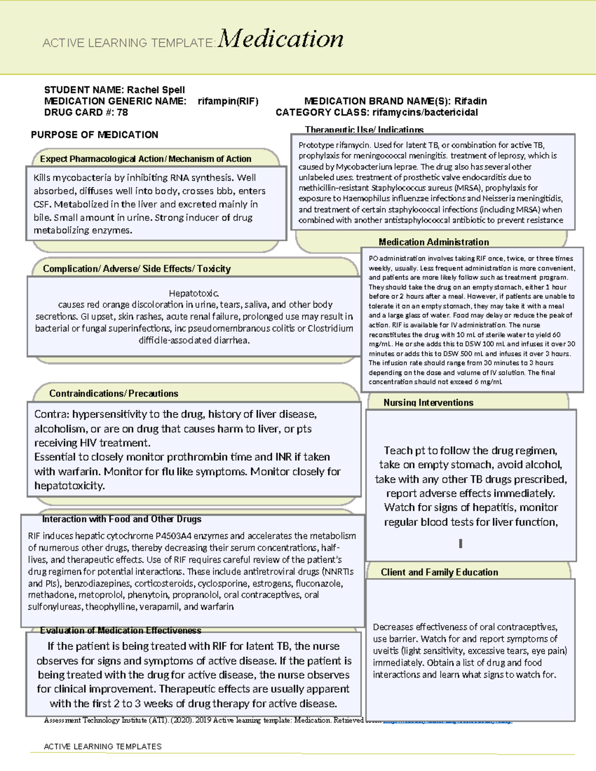 Active Learning Template: Rifampin (RIF) Medication Overview - Studocu