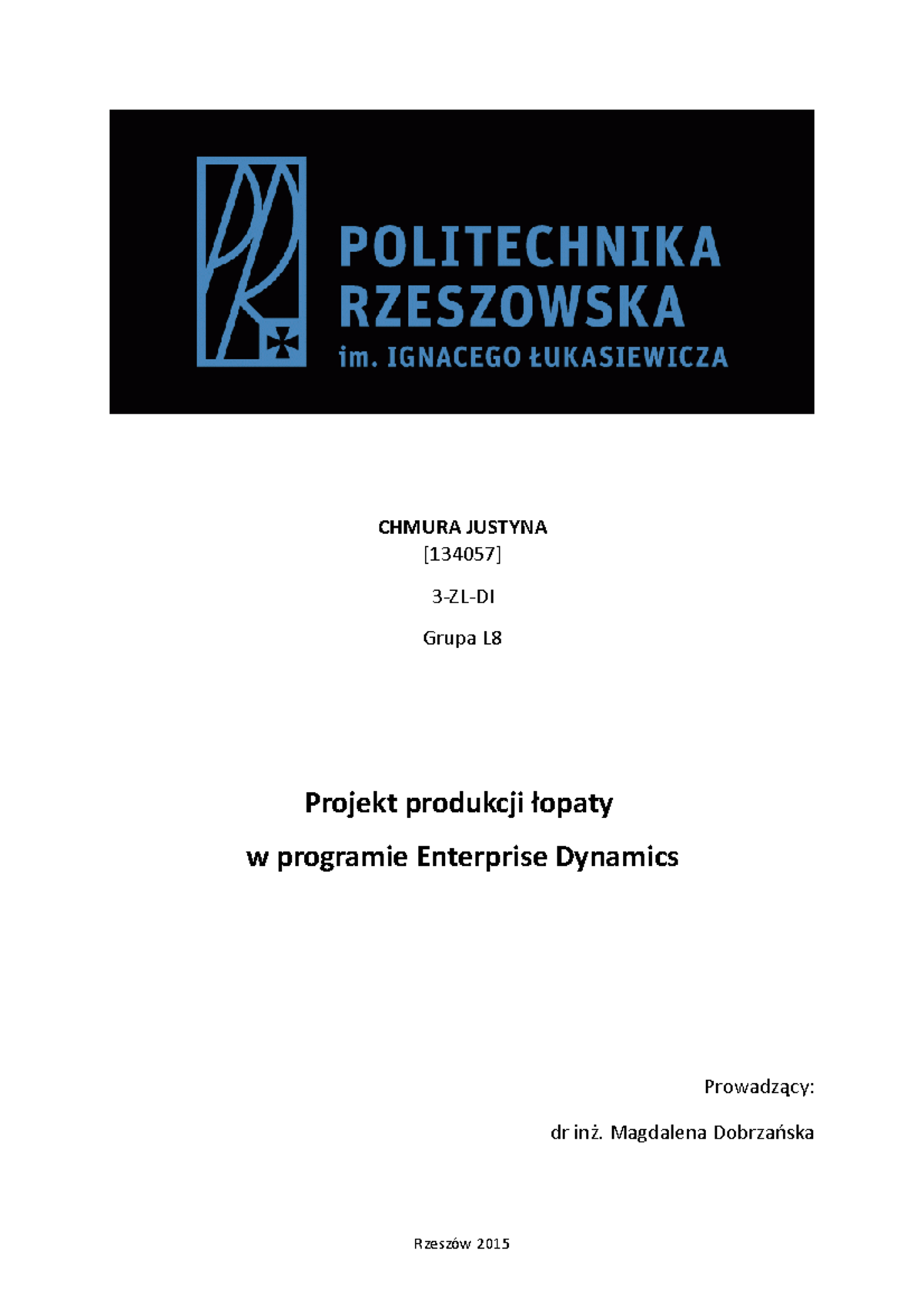 Ł Opata projekt proces produkcyjny w ED - CHMURA JUSTYNA [134057] 3-ZL ...