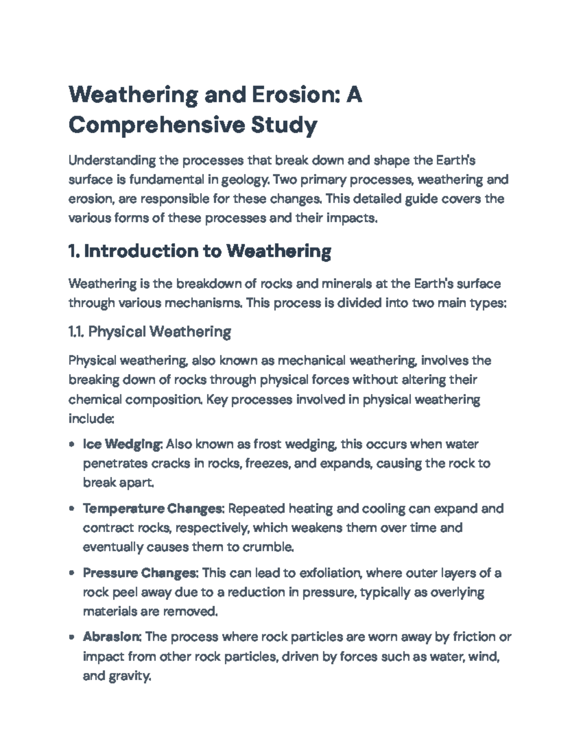 Weathering and Erosion: Detailed Study of Geological Processes ...