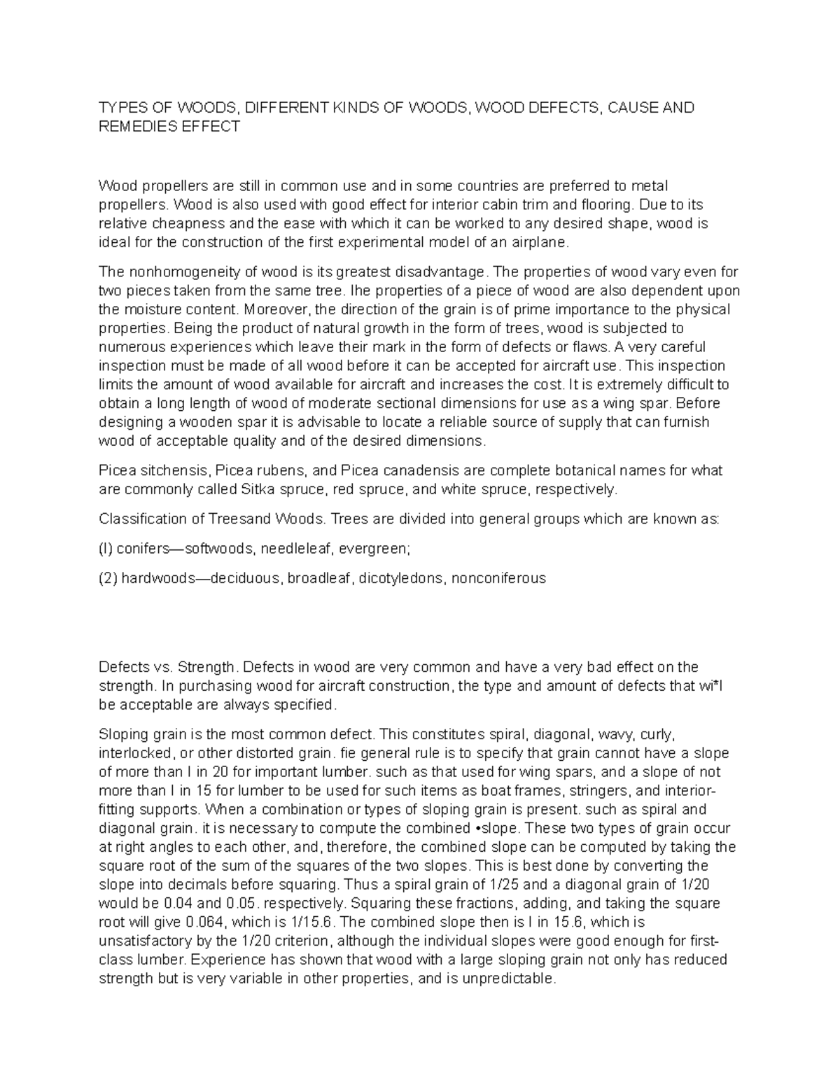 Types of Woods and Defects: Causes, Effects, and Remedies in Aircraft ...