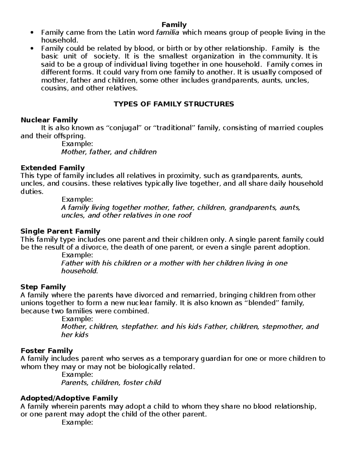 Family Structures: Understanding Types of Families in Perdev - Studocu