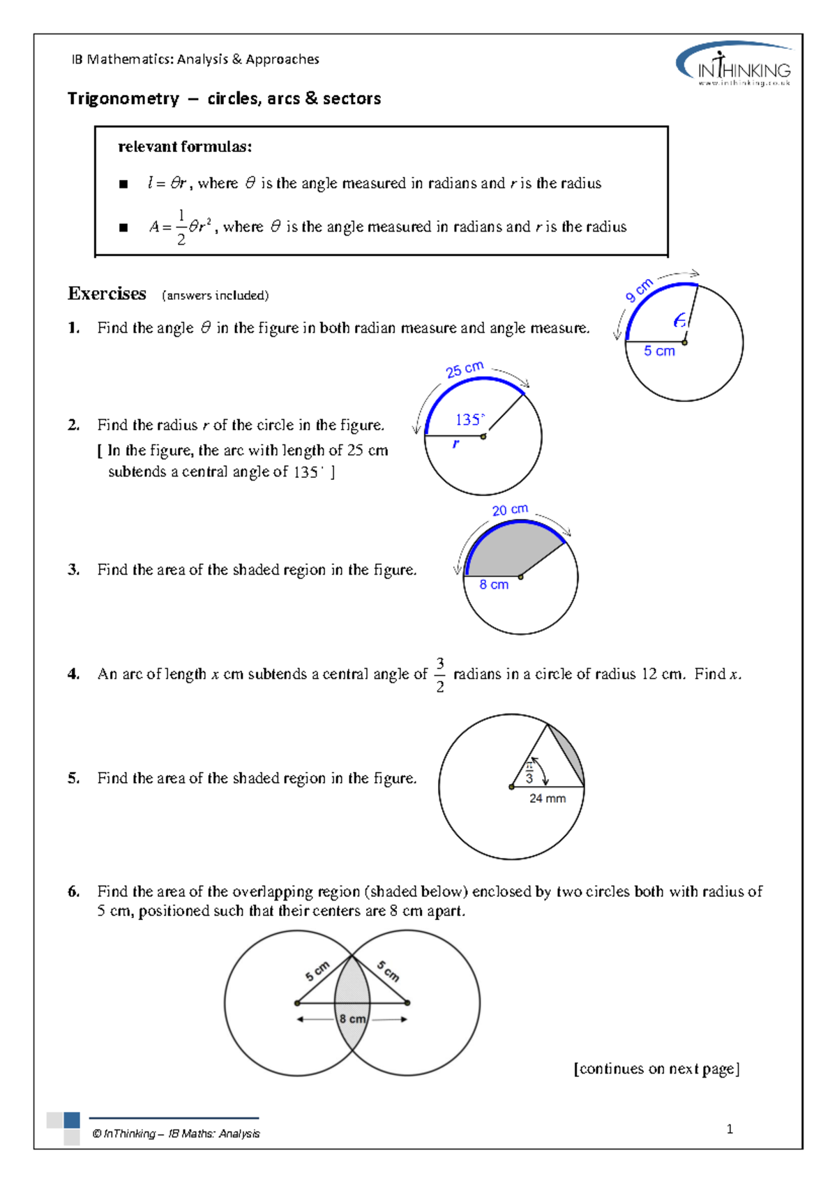 IB Maths: Analysis - Circles, Arcs & Sectors Study Notes - Studocu