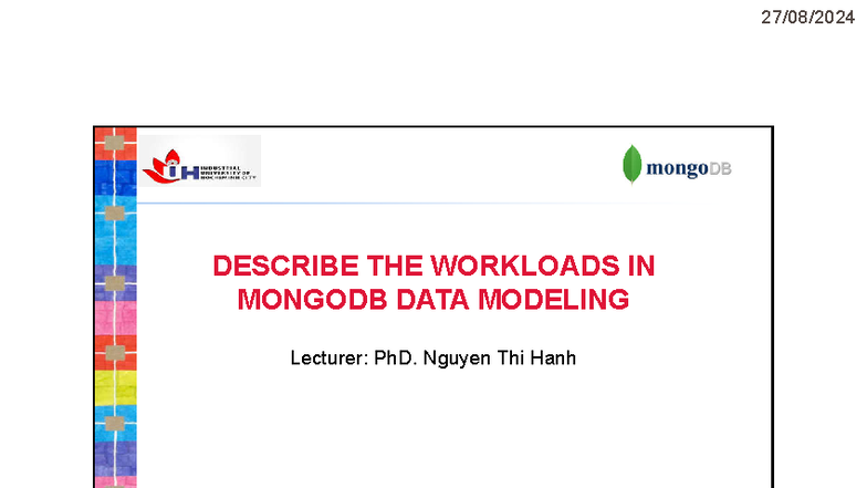 02 Chapter: Workloads in MongoDB Data Modeling - Studocu