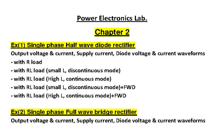 Power Electronics Lab: Chapter Exercises on Rectifiers and Inverters - Studocu