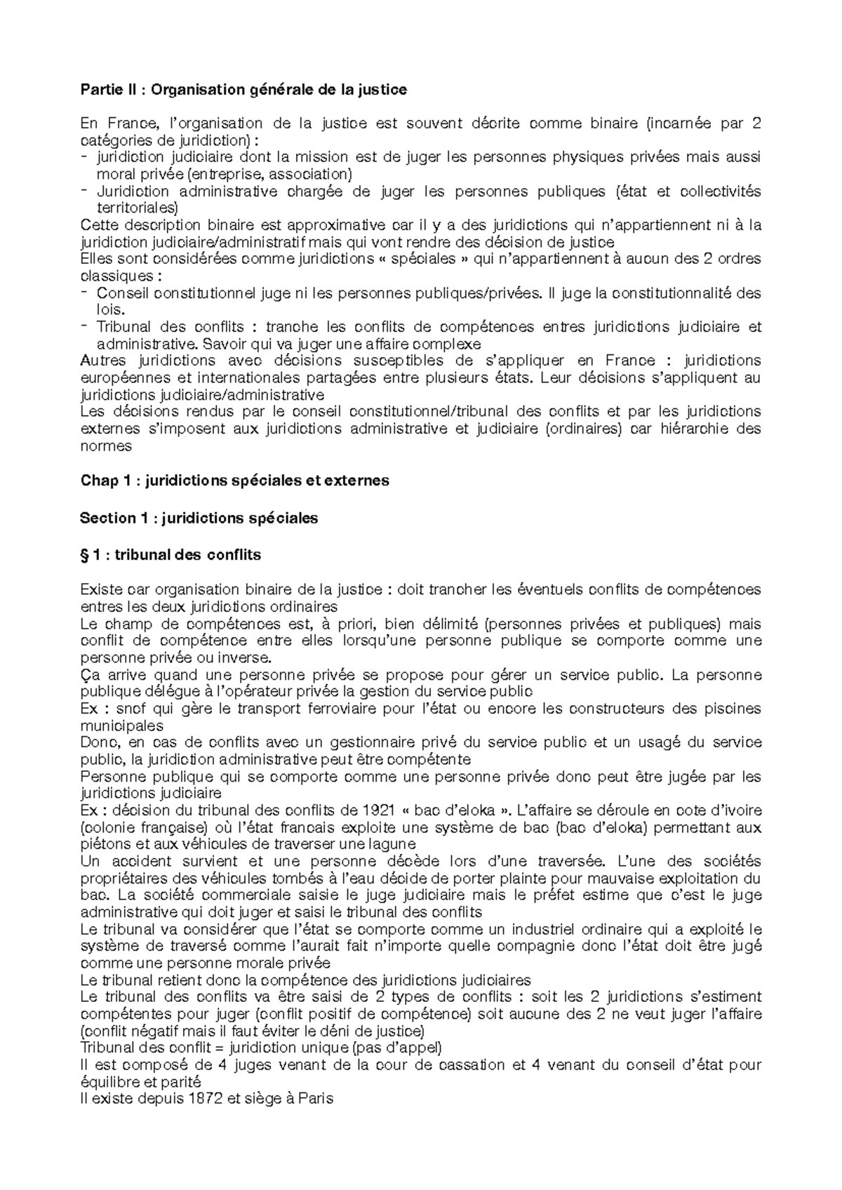 Partie II : Organisation Générale de la Justice - Chap 1 : Juridictions ...