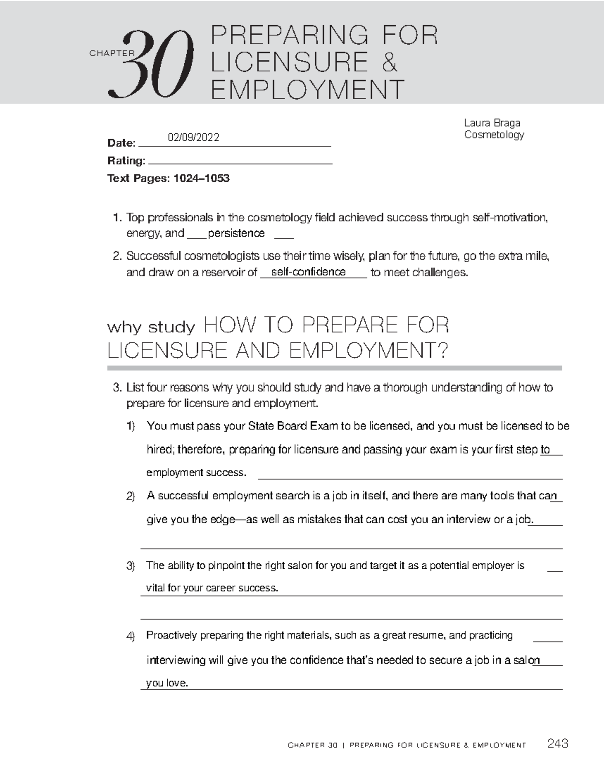 Ch 30 Preparing for Licensure & Employment in Cosmetology - Studocu
