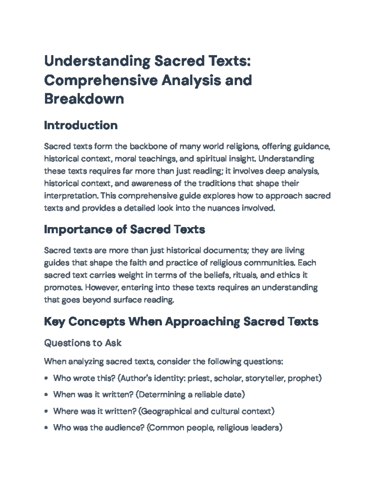 Understanding Sacred Texts: A Comprehensive Guide to Analysis - Studocu
