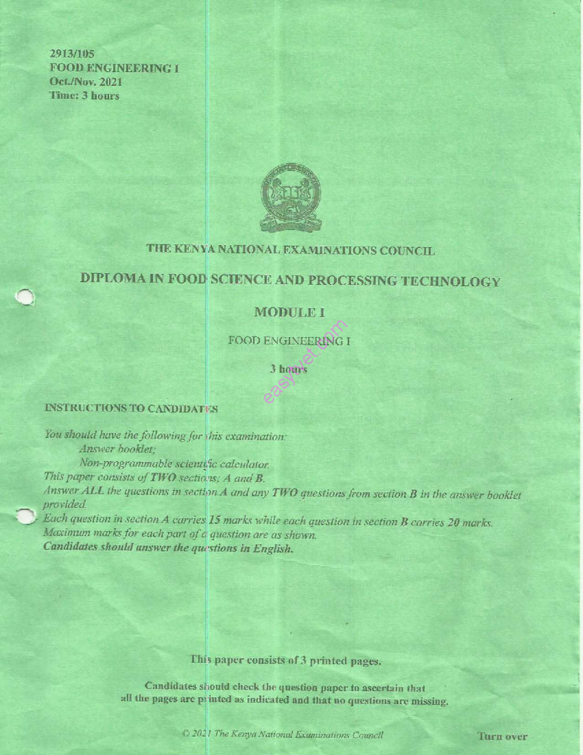 2021n - Notes, and revision questions - Diploma in catering and ...