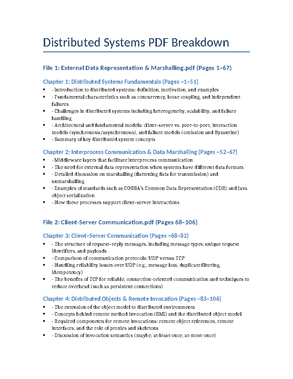 Distributed Systems SC4051 Lecture Notes Summary and Breakdown - Studocu