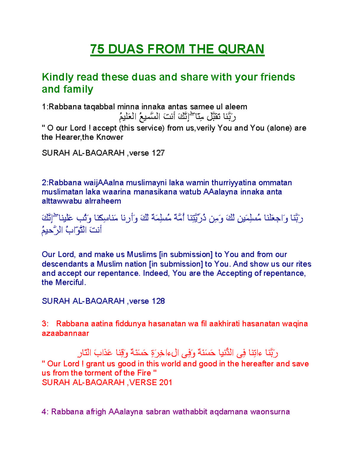 75 Duas from the Quran: A Collection of Powerful Supplications ...
