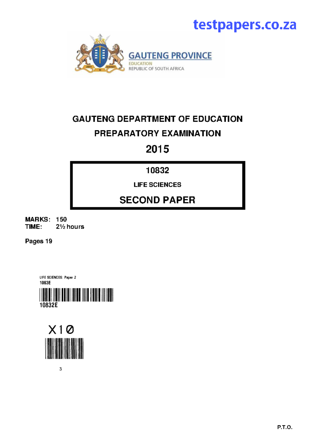 Grade 12 NSC Life Sciences P2 2015 Preparatory Exam Question Paper ...