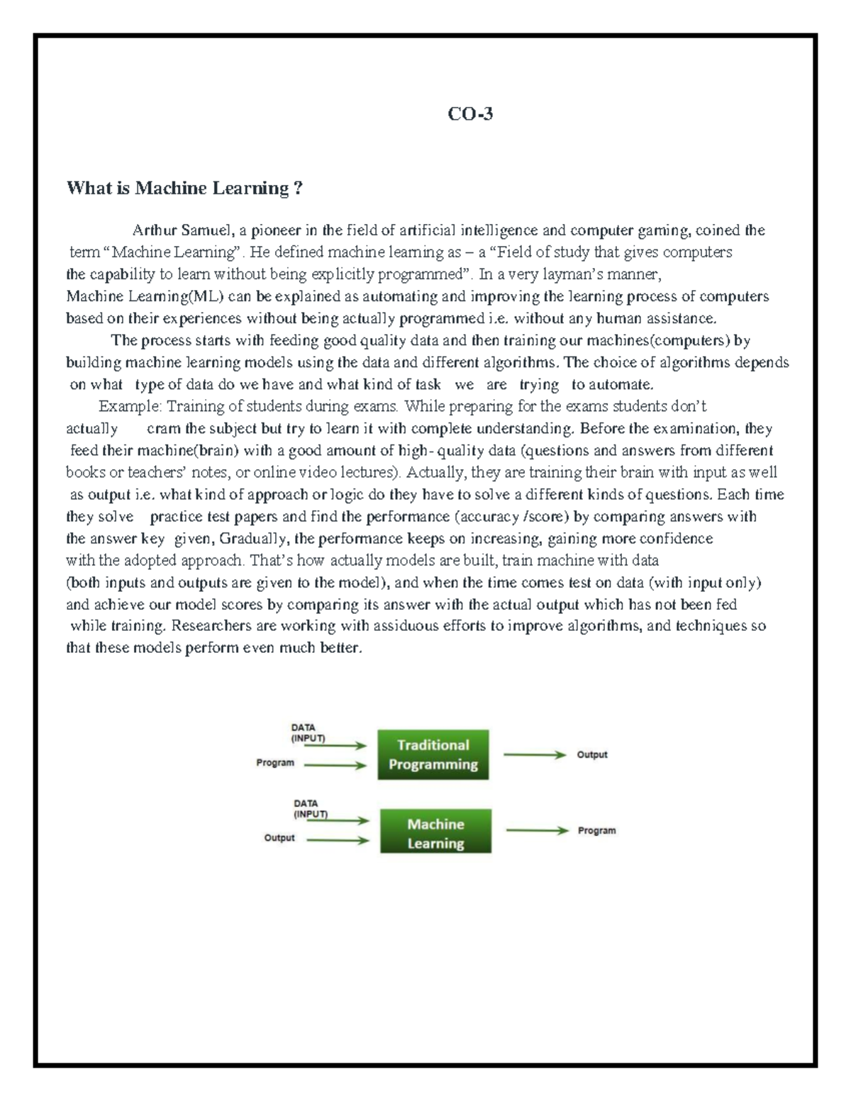 CO-3 Study Material: Understanding Machine Learning Concepts - Studocu