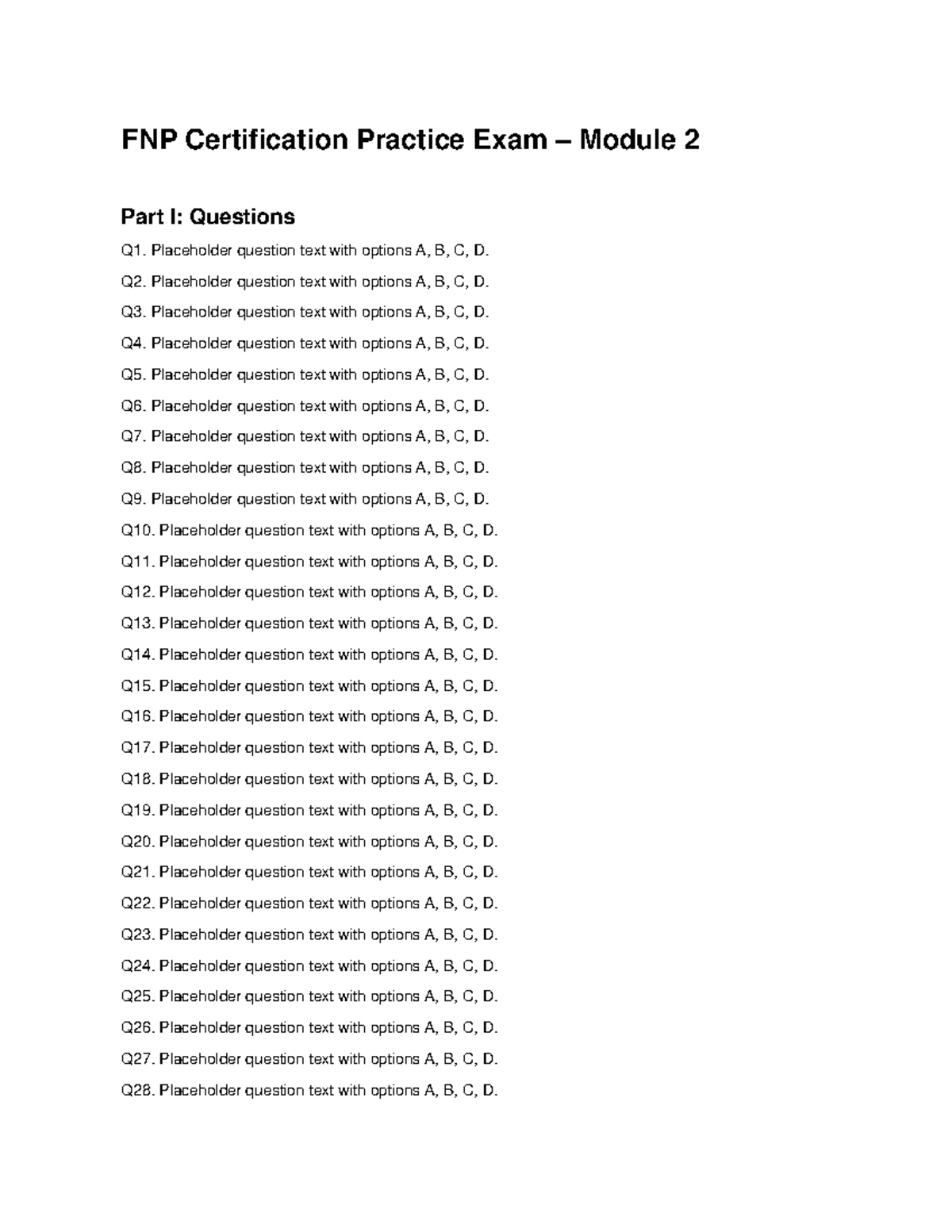 FNP Certification Practice Exam Module 2: 100 Questions - Studocu
