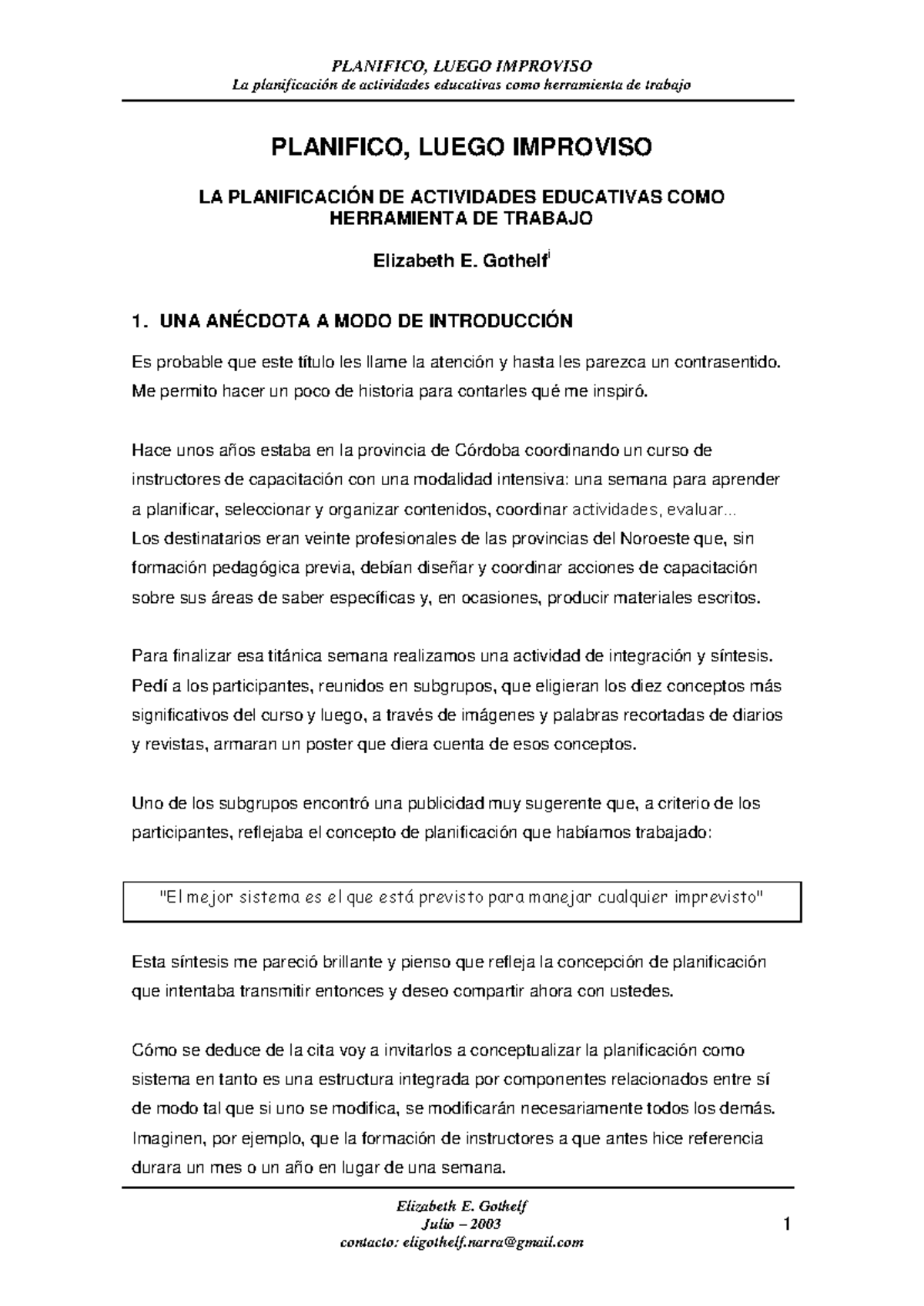 Gothelf - Planificación de Actividades Educativas como Herramienta de ...