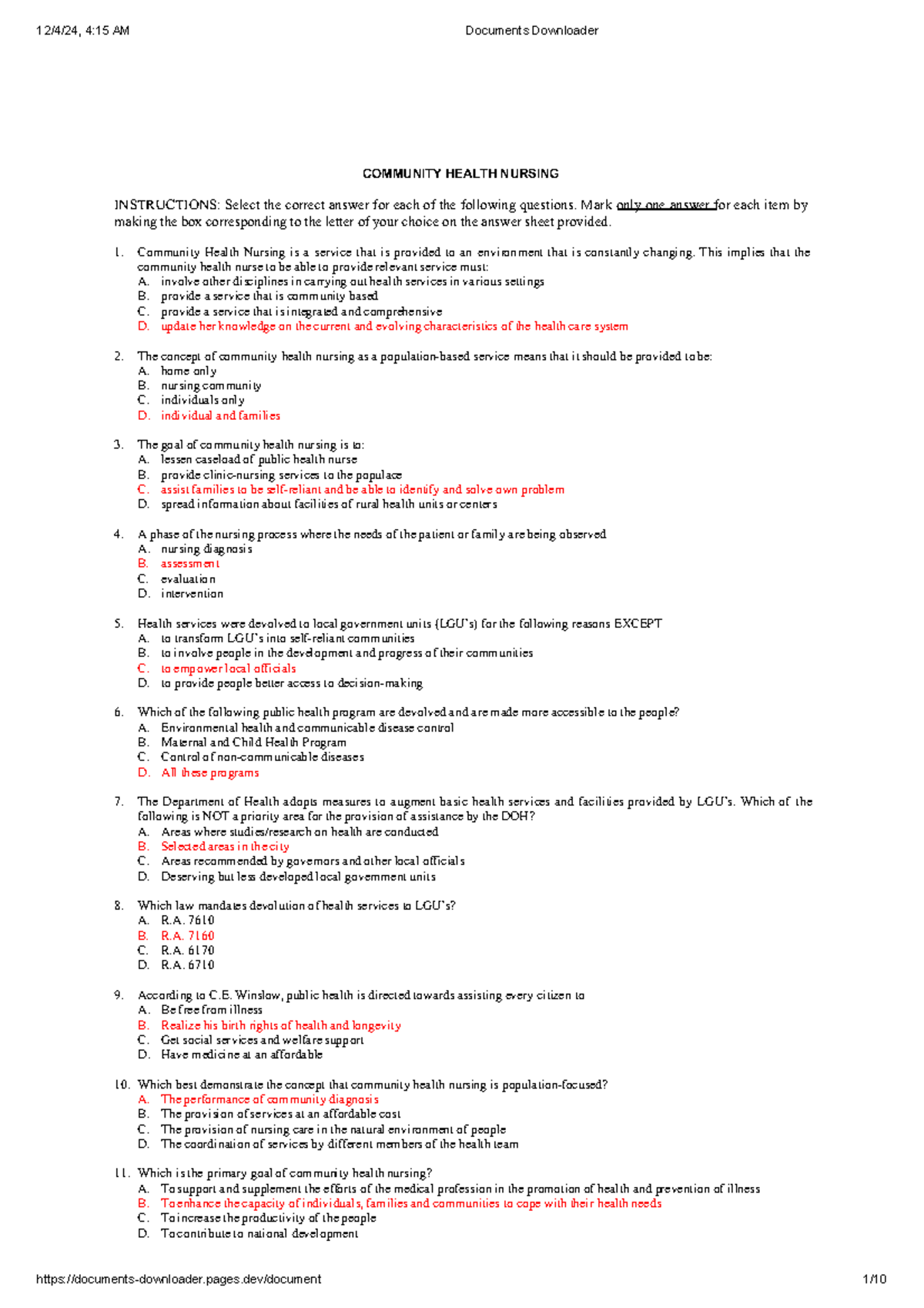 CHN Reviewer - chn review - COMMUNITY HEALTH NURSING INSTRUCTIONS ...