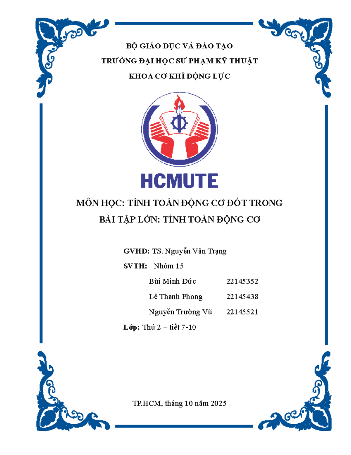 Ttdcdt N15 - Bài Tập Lớn Tính Toán Động Cơ Đốt Trong - Studocu