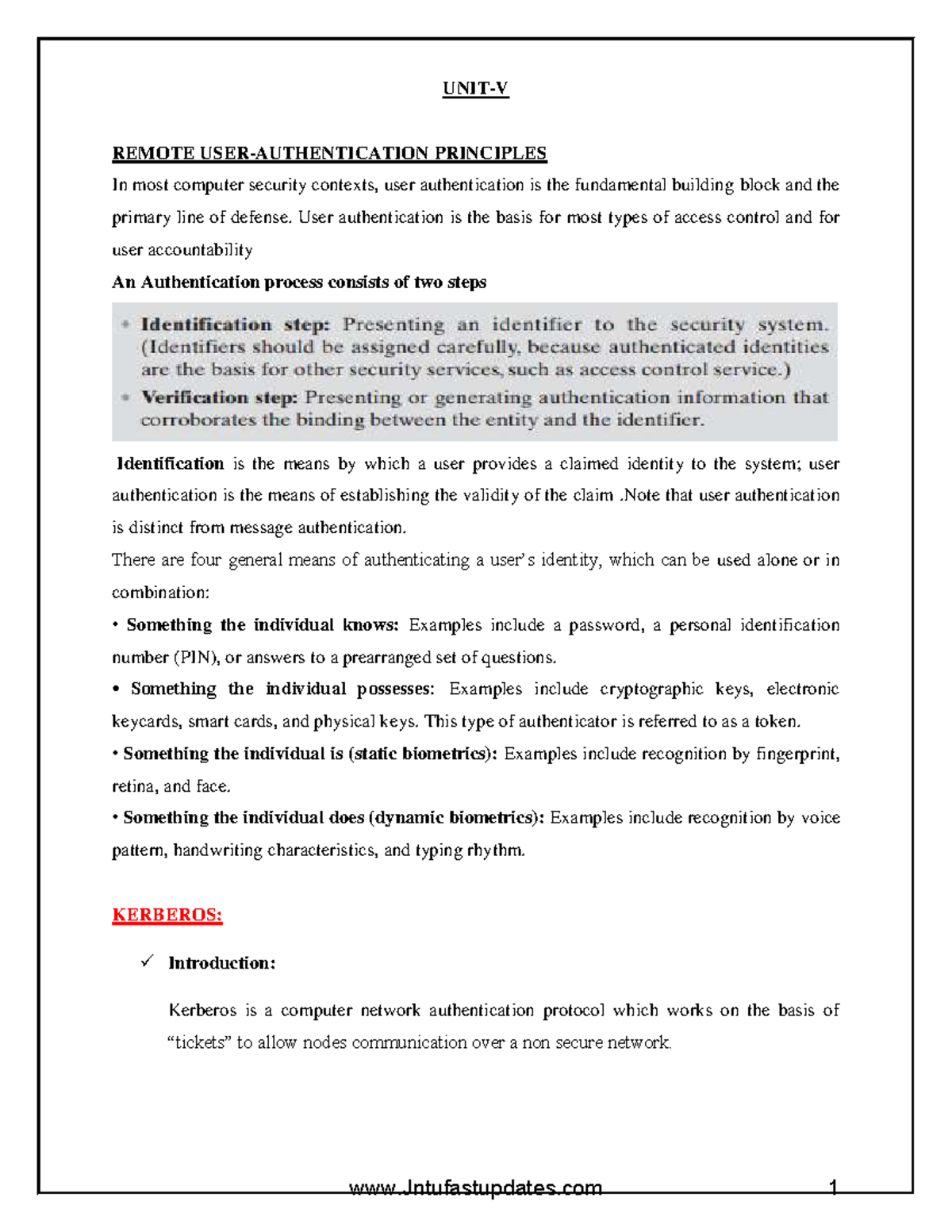 CNS R16 - UNIT 5: User Authentication & Security Protocols Overview - Studocu
