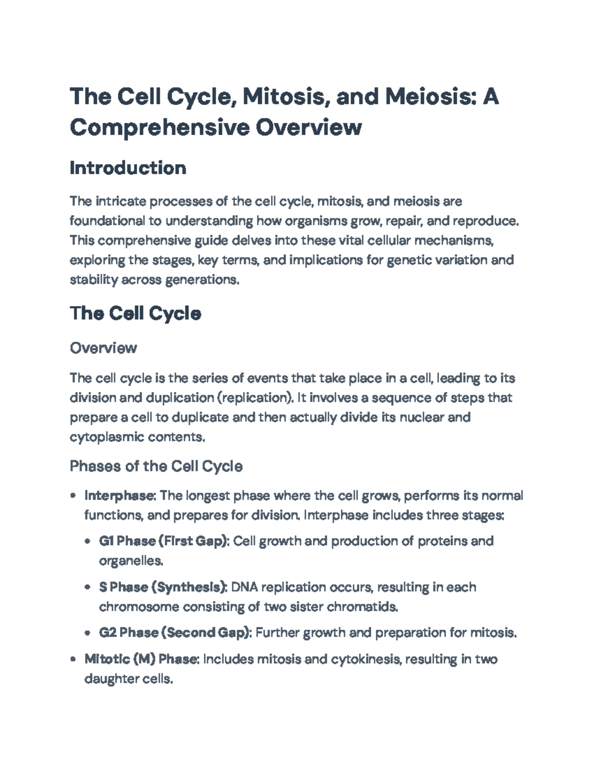 Cell Cycle and Division: Mitosis & Meiosis Overview (Bio 101) - The ...