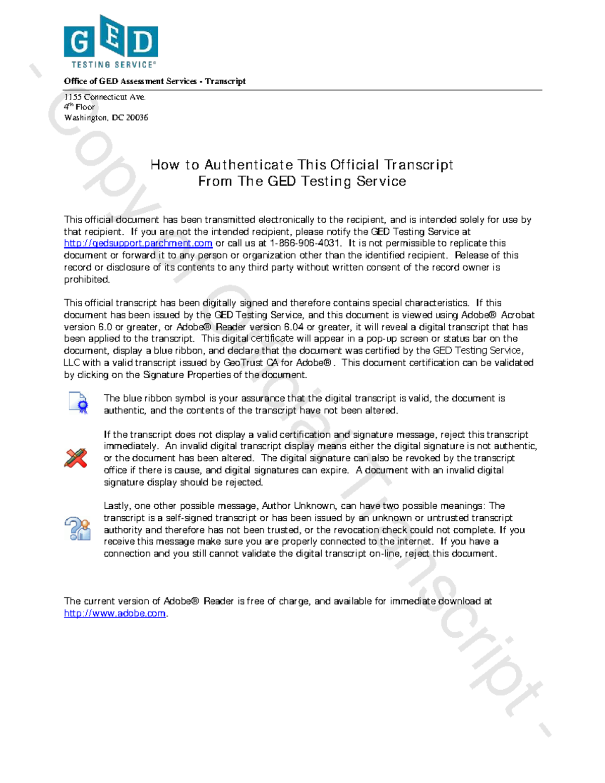 GED transcript authentication guide and validation process - Studocu