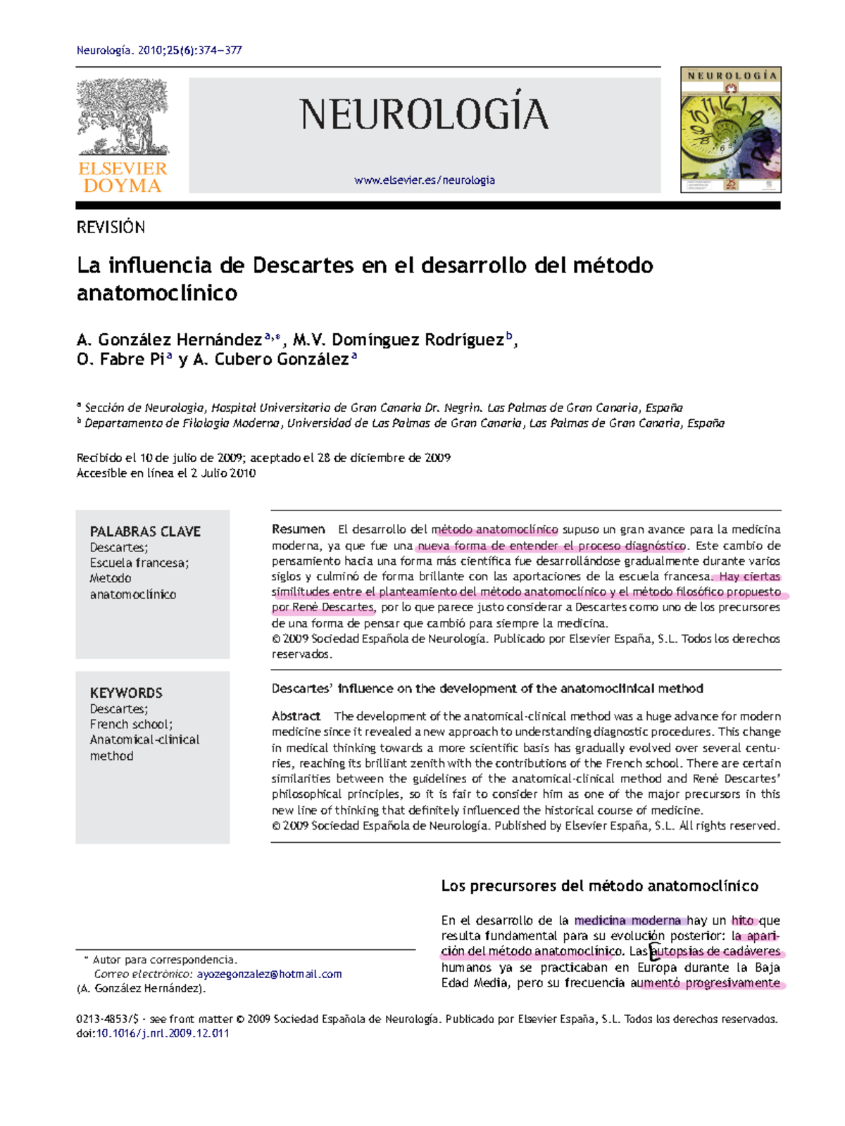 La Influencia de Descartes en el Método Anatomoclínico: Historia y ...