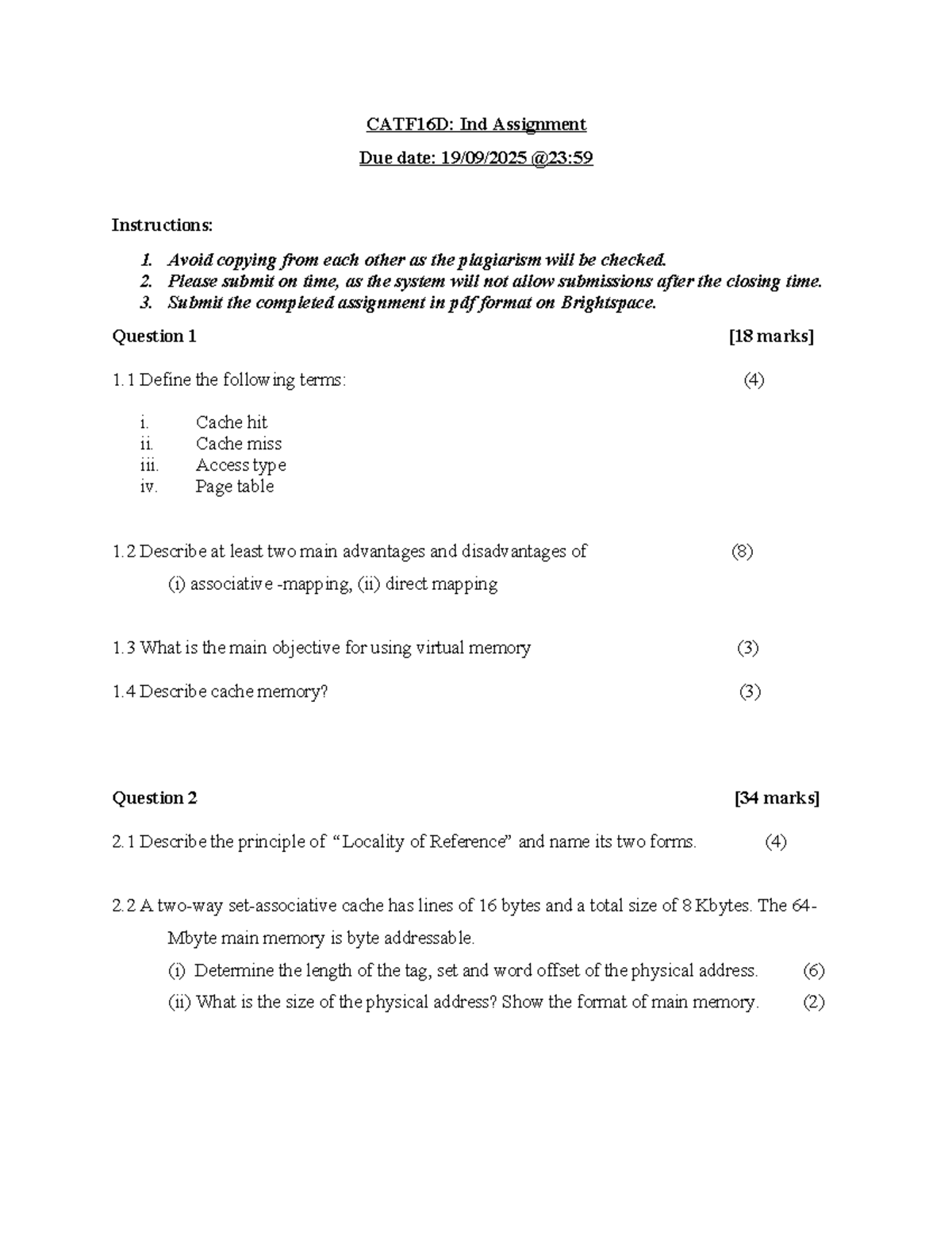 CATF16D: Ind Assignment Guidelines and Questions - Studocu