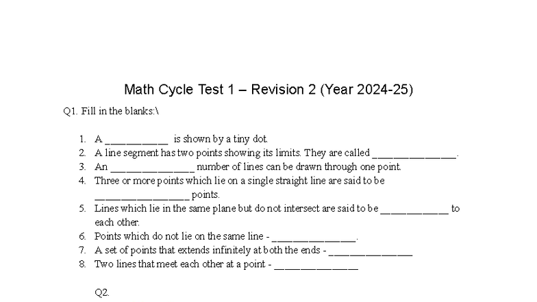 Math Cycle Test 1 - Revision 2 Notes - Studocu