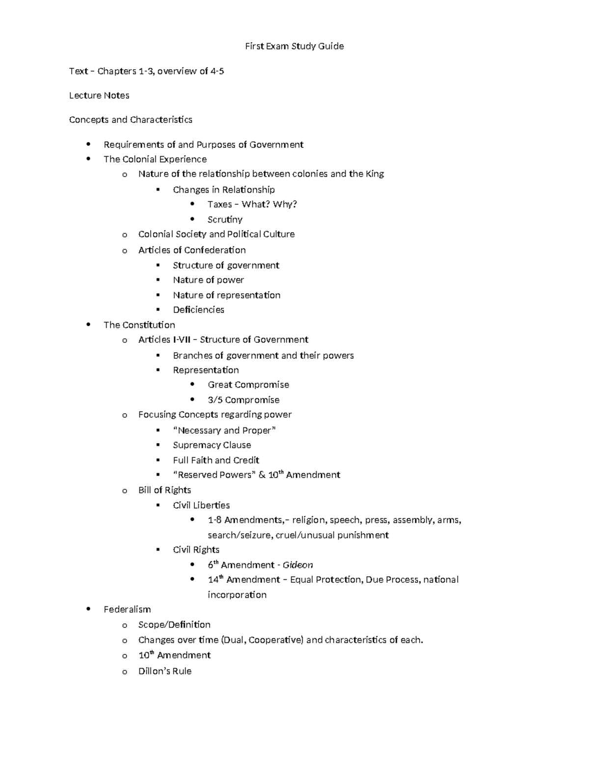 First Exam Study Guide: Gov Concepts & Historical Context - Studocu
