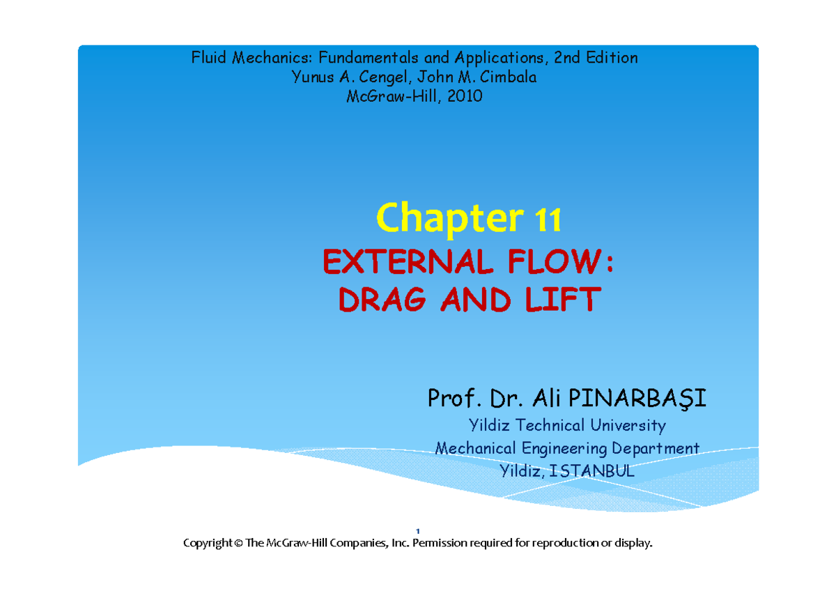 Fluid Dynamics Ch 11: External Flow - Drag and Lift Analysis - Studocu