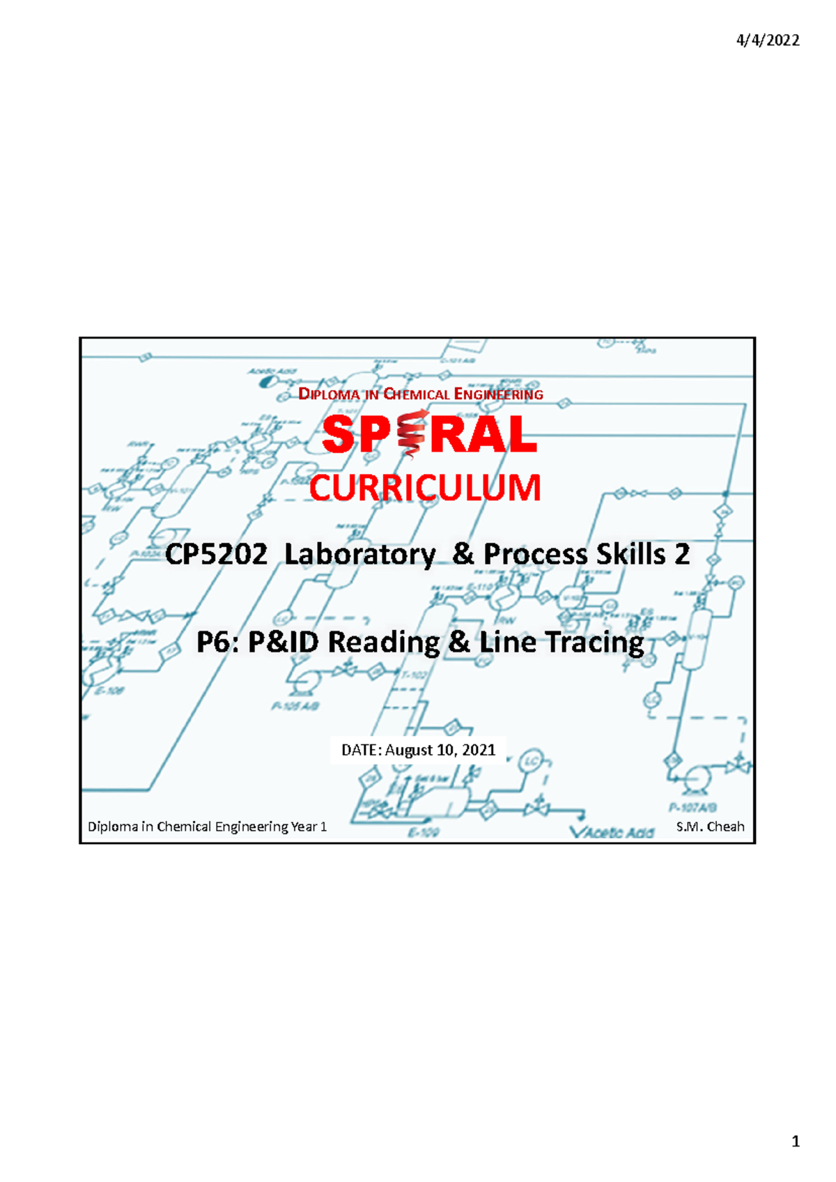 CP5202 Lecture Notes: Basics of Chemical Process Control - Studocu