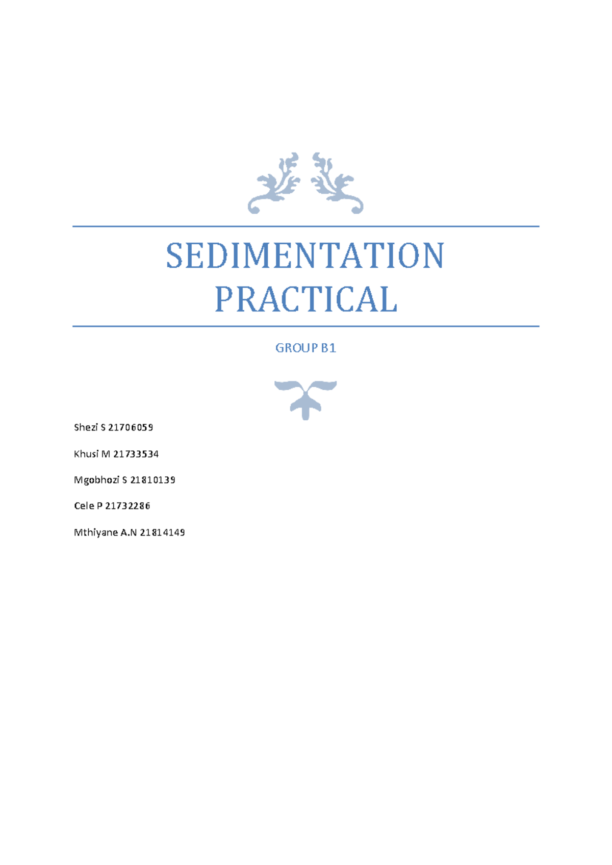 Sedimentation Study Report S3: Batch and Continuous Methods - Studocu