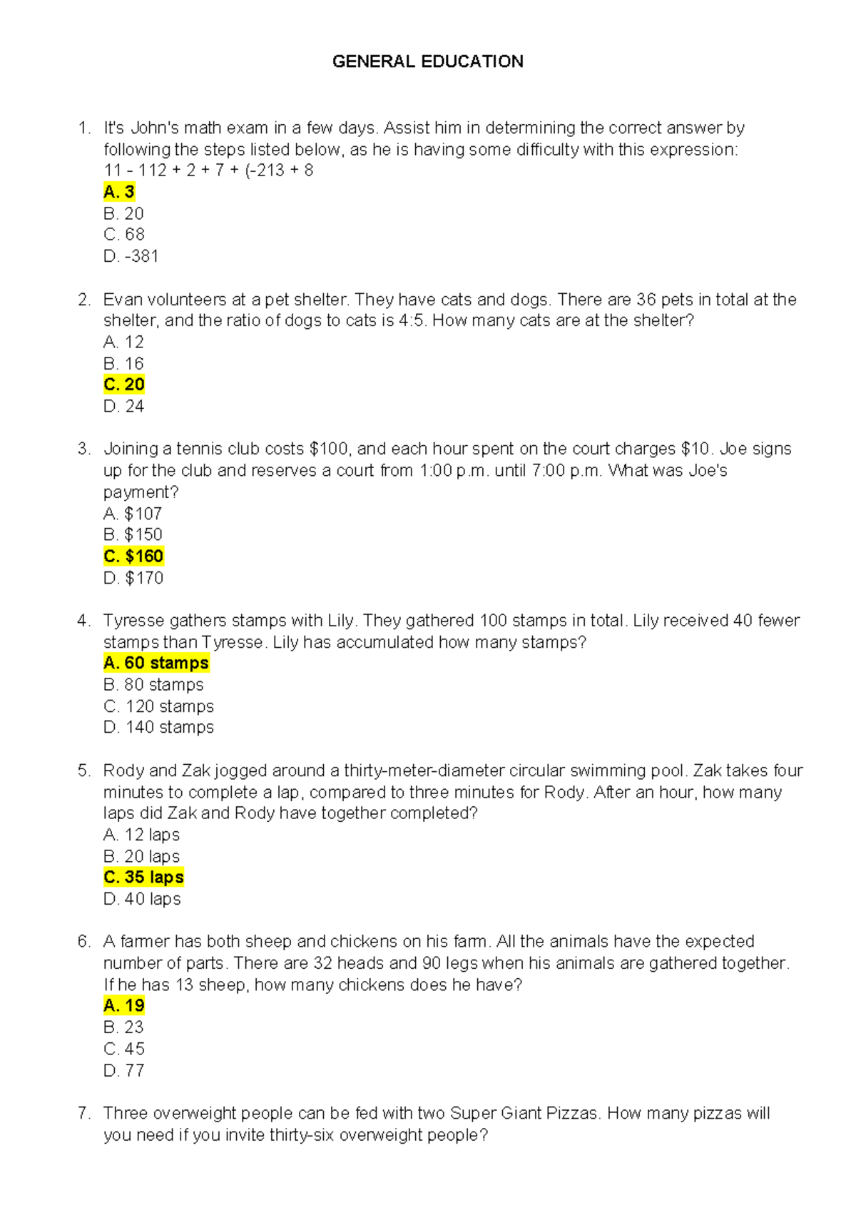General Education 1: Math Exam Review for Competency Appraisal 2 - Studocu