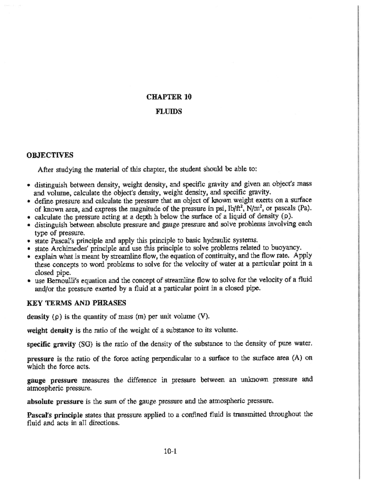CHAPTER 10 FLUIDS: Key Concepts and Calculations - Studocu