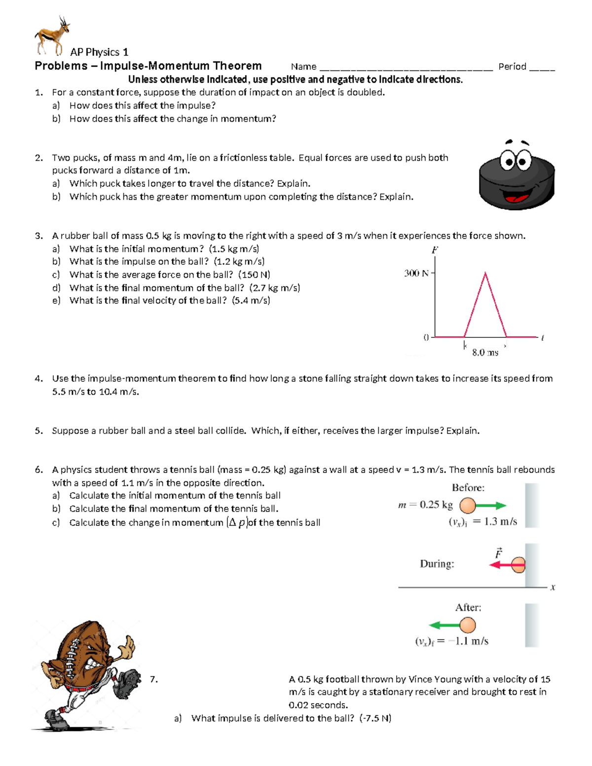 Impulse Physics Worksheets