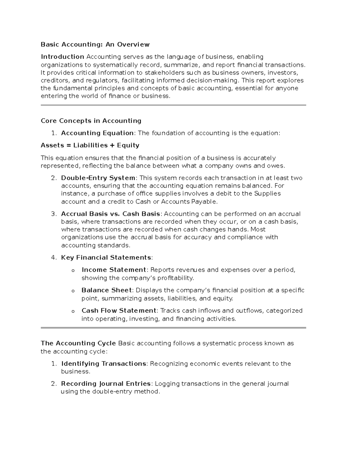 Basic Accounting Concepts Overview: Principles and Practices - Studocu