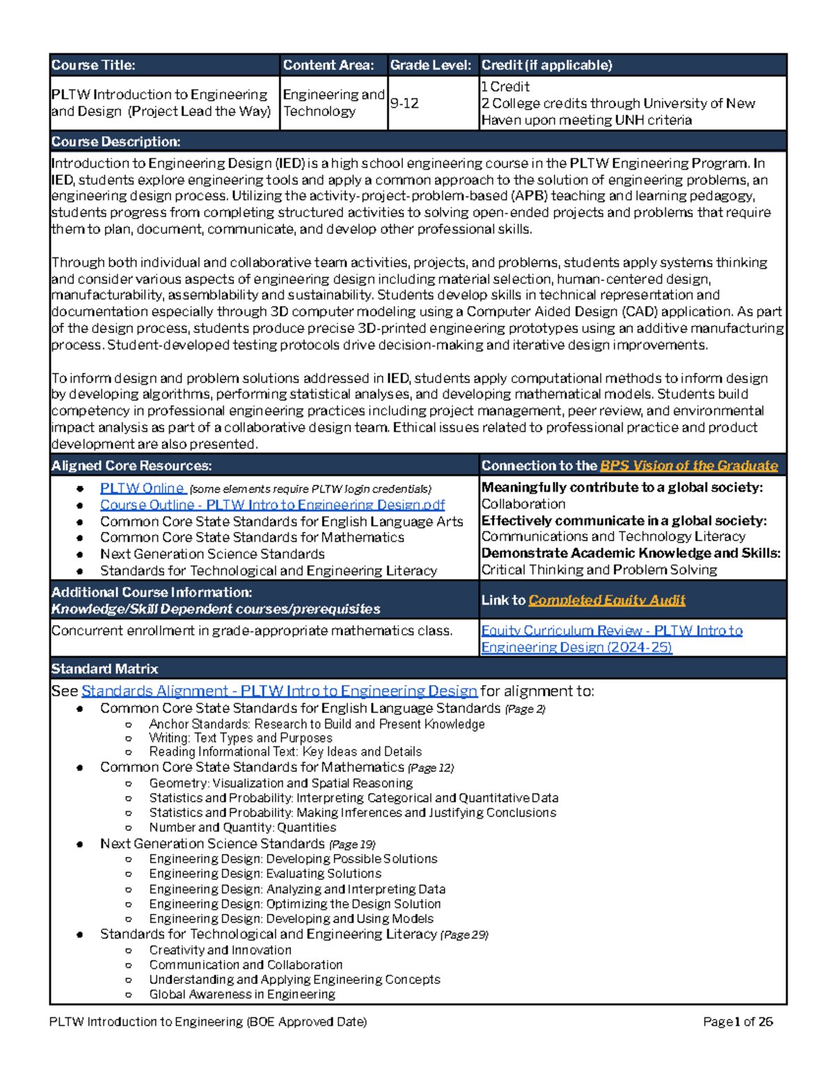 PLTW IED Curriculum Overview: Engineering Design Principles and ...